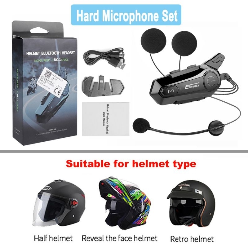 Jual E1 Intercom bluetooth headset helm anti air | Shopee Indonesia