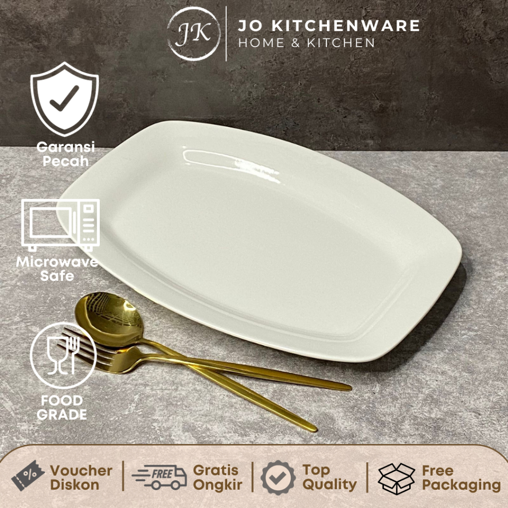 Jual Piring segi keramik premium ukuran 32x22 cm / Piring keramik sayur ...