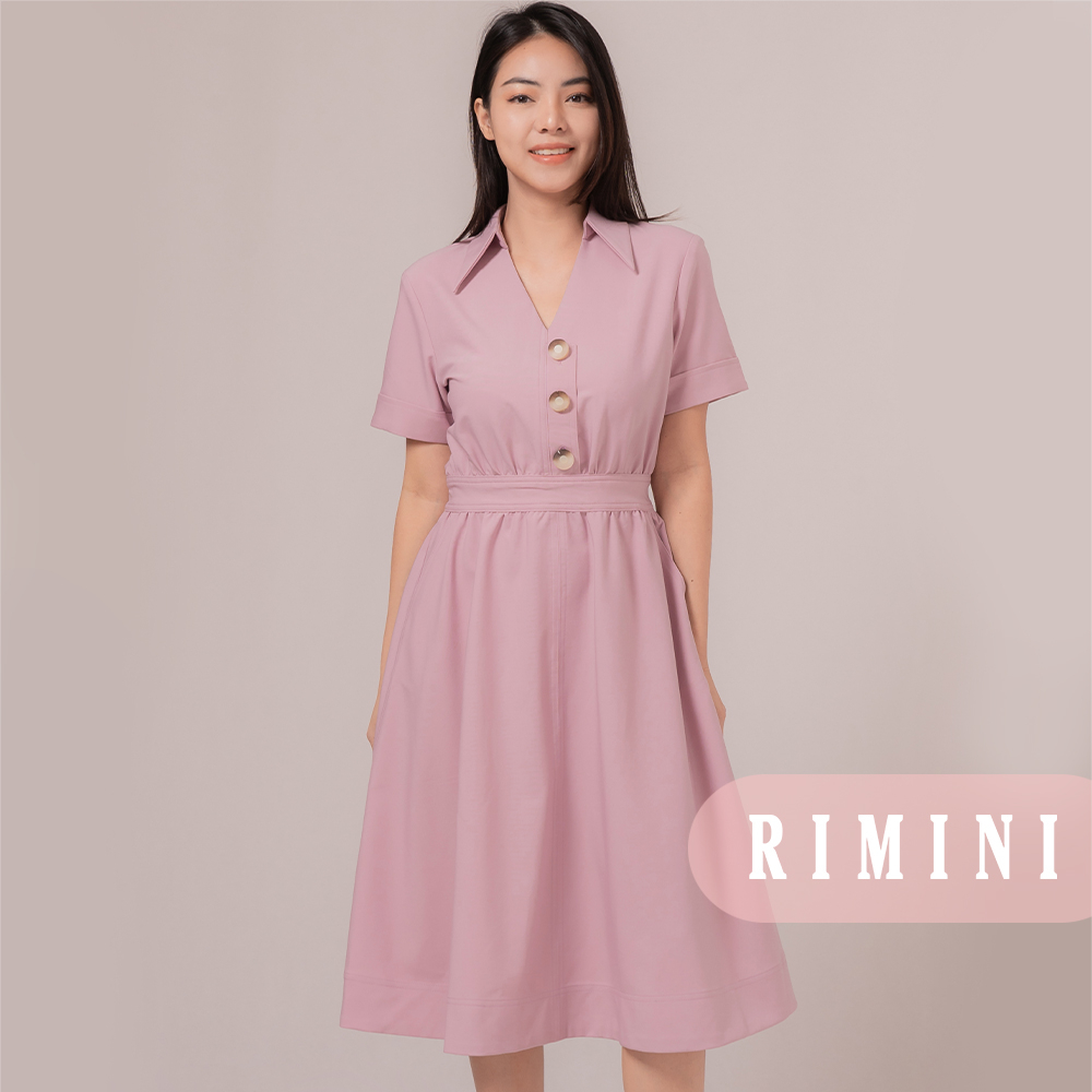 Jual RIMINI - Dress Cewe Gaun Valentine Formal Katun XS-3XL- Oreca Button Midi 85775 | Shopee ...