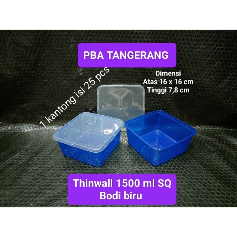 Jual Thinwal square 1500 ML warna Box Take away kotak makan plastik per ...