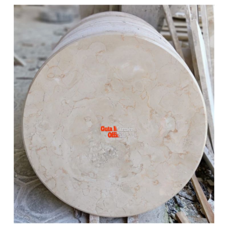 Jual Top Table || Daun Meja Bundar Batu Marmer Putih Finishing Glosy ...