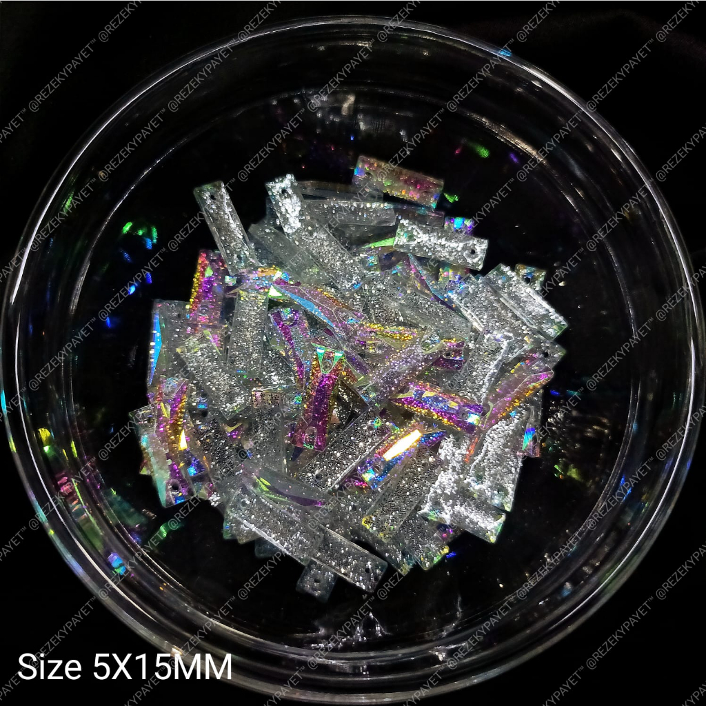 Jual Batu Balok Pelangi | Kristal Jahit Balok | Aurora | Size 5X15MM ...