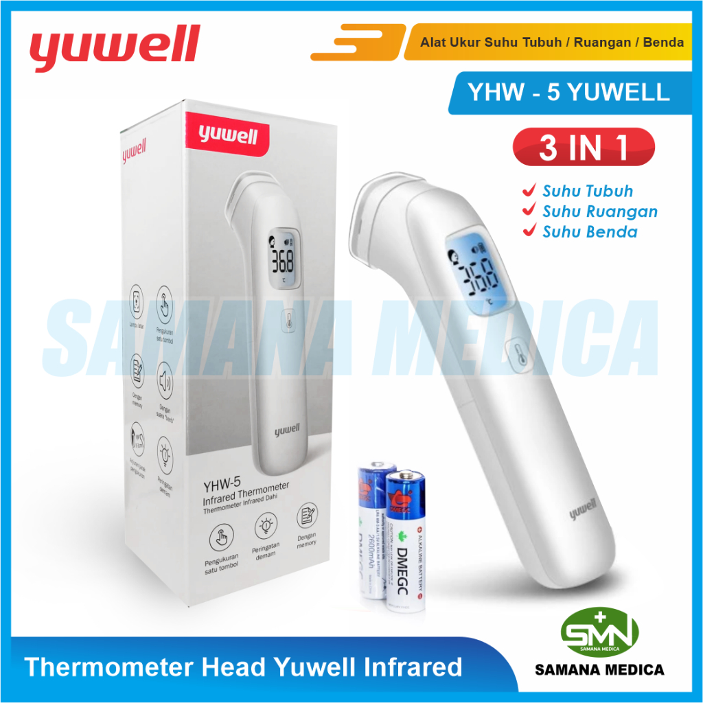 Jual Thermometer Thermogun Infrared YUWELL YHW-5 / YUWELL YT-1C Sensor termometer - 3in1 ...