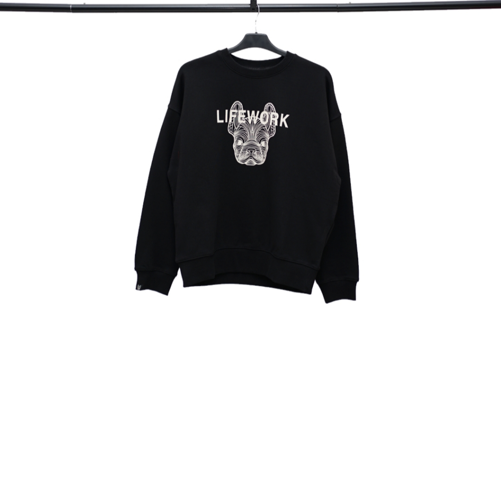 Jual LIFEWORK HIDEAWAY CENTER LOGO BLACK CREWNECK | Shopee Indonesia