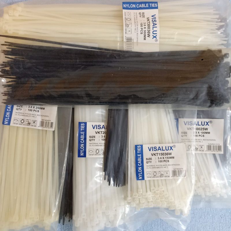 Jual Kabel Ties Visalux Putih Hitam 10cm 100mm 4inch / 15cm 150mm 6inch ...