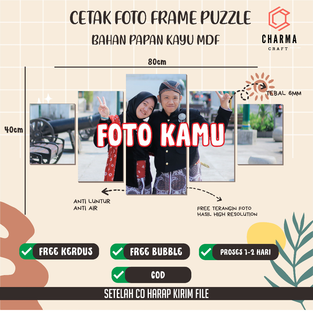 Jual Cetak Foto Papan MDF 22R Ukuran 40x80cm Model Frame Puzzle ...