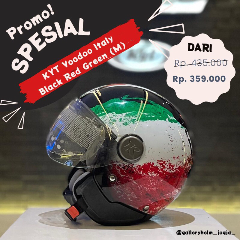 Jual KYT Voodoo Italy Black / KYT Voodoo # Retro Classic Helmet ...