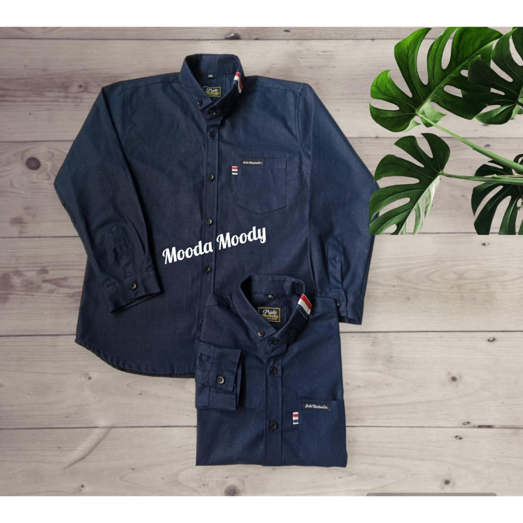 Jual Mooda Moody - Kemeja Anak Lengan Panjang Warna Biru Nevy | Shopee ...