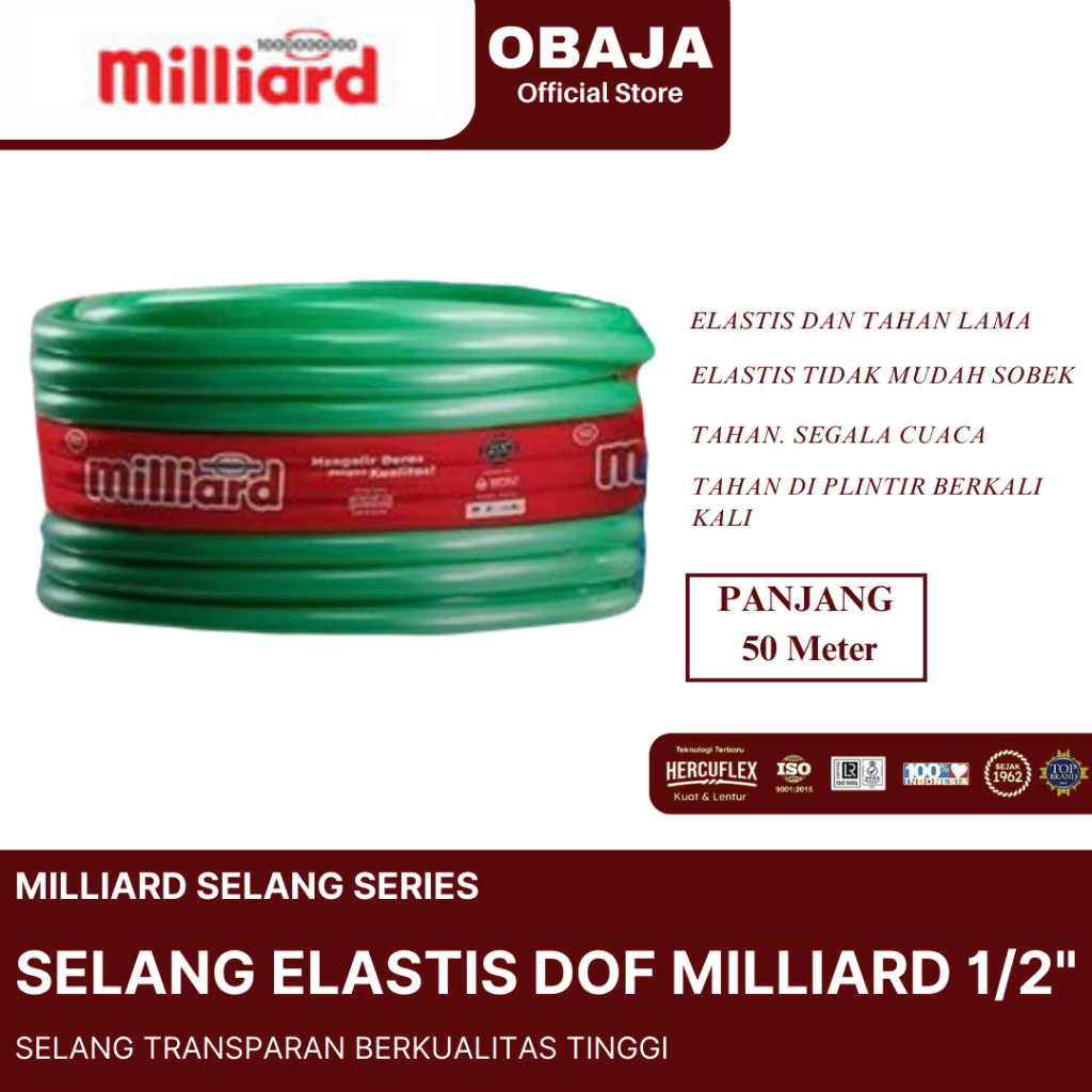 Jual Milliard Selang Air Elastis Dof 1/2"/Selang Elastis Dof 50 METER | Shopee Indonesia
