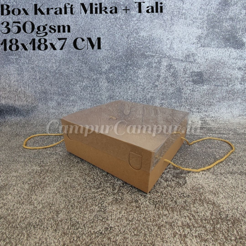 Jual Box Kraft Coklat Mika + Tali 18x18x7 Untuk Kotak Kue Tart Bolu ...
