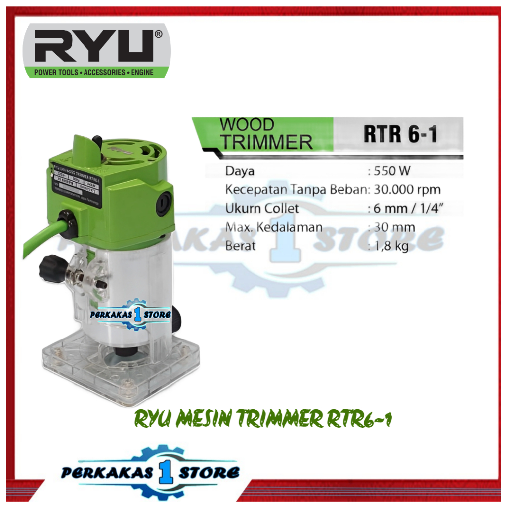 Jual RYU Mesin Wood Trimmer RTR6-1 - Mesin Profil Ruter Kayu Listrik ...
