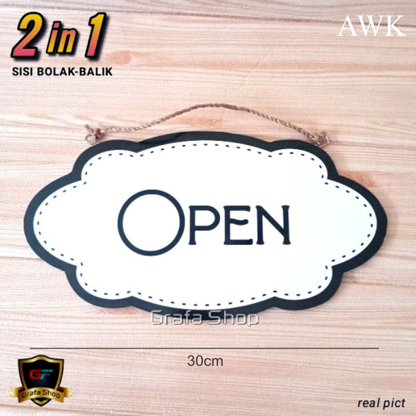 Jual Sign Board Tulisan OPEN CLOSE ( buka tutup ) gantung bolak balik ...