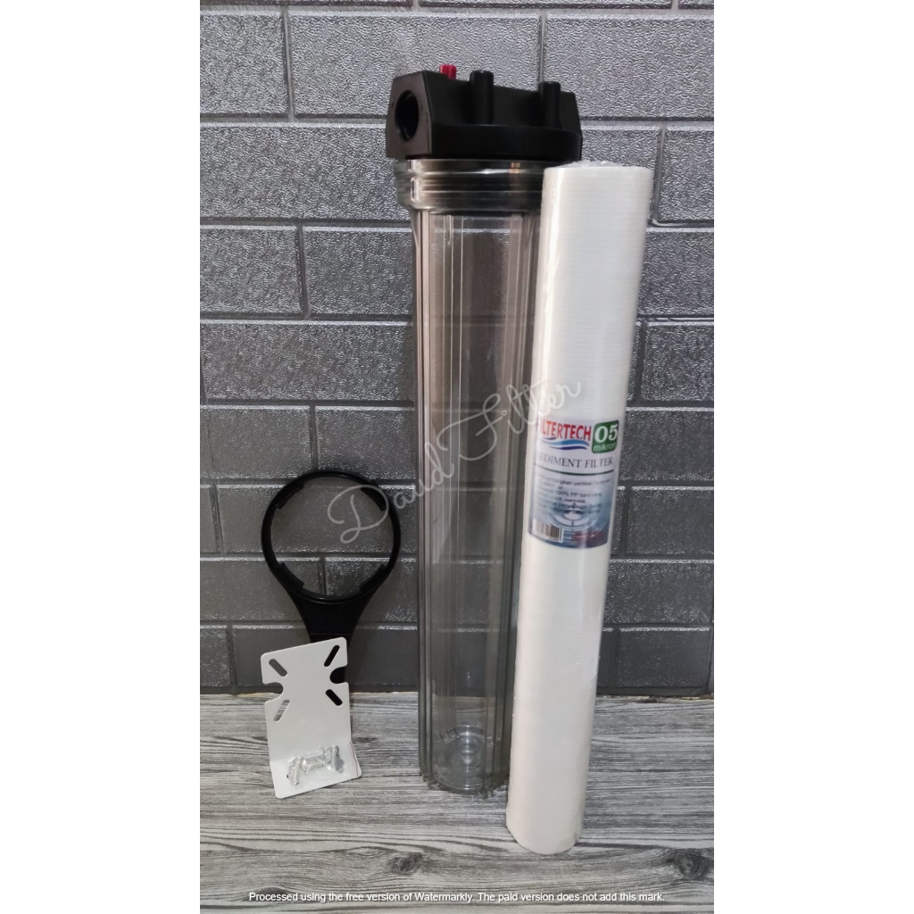Jual Paket Filter Air 20 inch Filtertech - Housing Clear Drat 3/4 ...