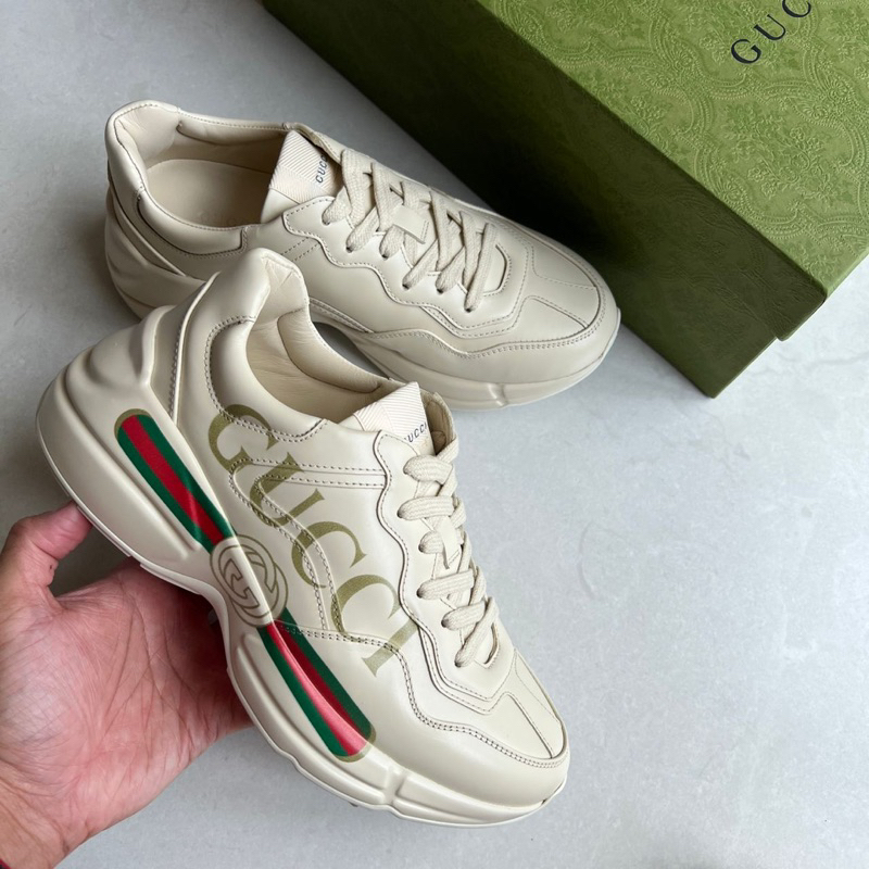 Jual Gucci rhyton logo women sneaker in ivory | Shopee Indonesia