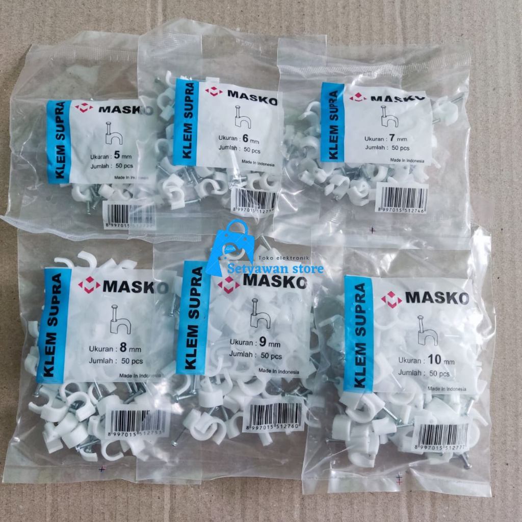 Jual Klem Kabel Clip Cable 5mm 6mm 7mm 8mm 9mm 10mm 12mm + Paku Beton ...