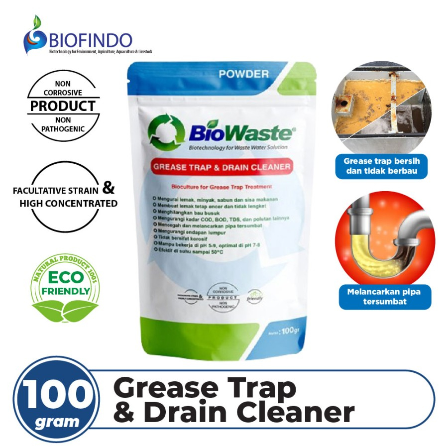 Jual Biowaste Grease Trap pengurai limbah lemak & minyak 100gr | Shopee ...