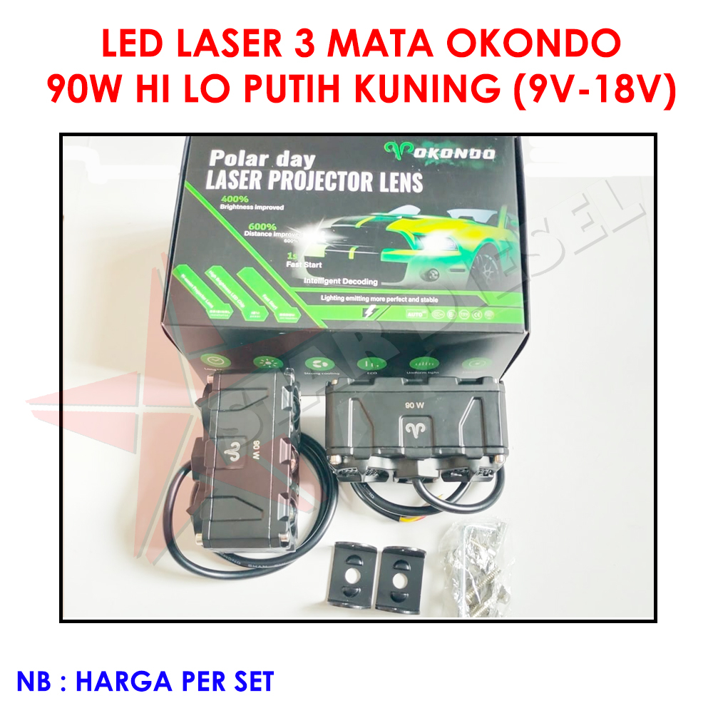 Jual LAMPU SOROT MINI SUPER TERANG OKONDO LED LASER 3 MATA LAMPU GRILL ...