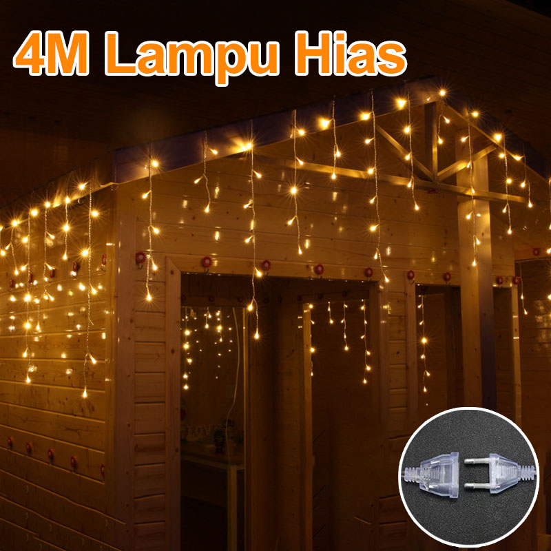 Jual Anbolt Lampu Natal Tirai Lampu Led 4Meter Lampu Hias Lampu Kelap ...