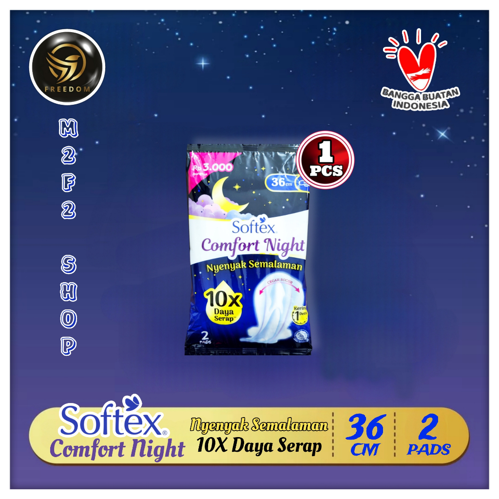 Jual Softex Comfort Night Pembalut Malam Sachet Isi 2 Pads Wing - 36 cm (Kemasan Satuan ...
