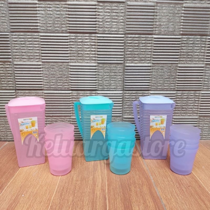 Jual ESKAN PIKNIK SET LEMONY PASTEL Teko set gelas plastik/eskan set ...