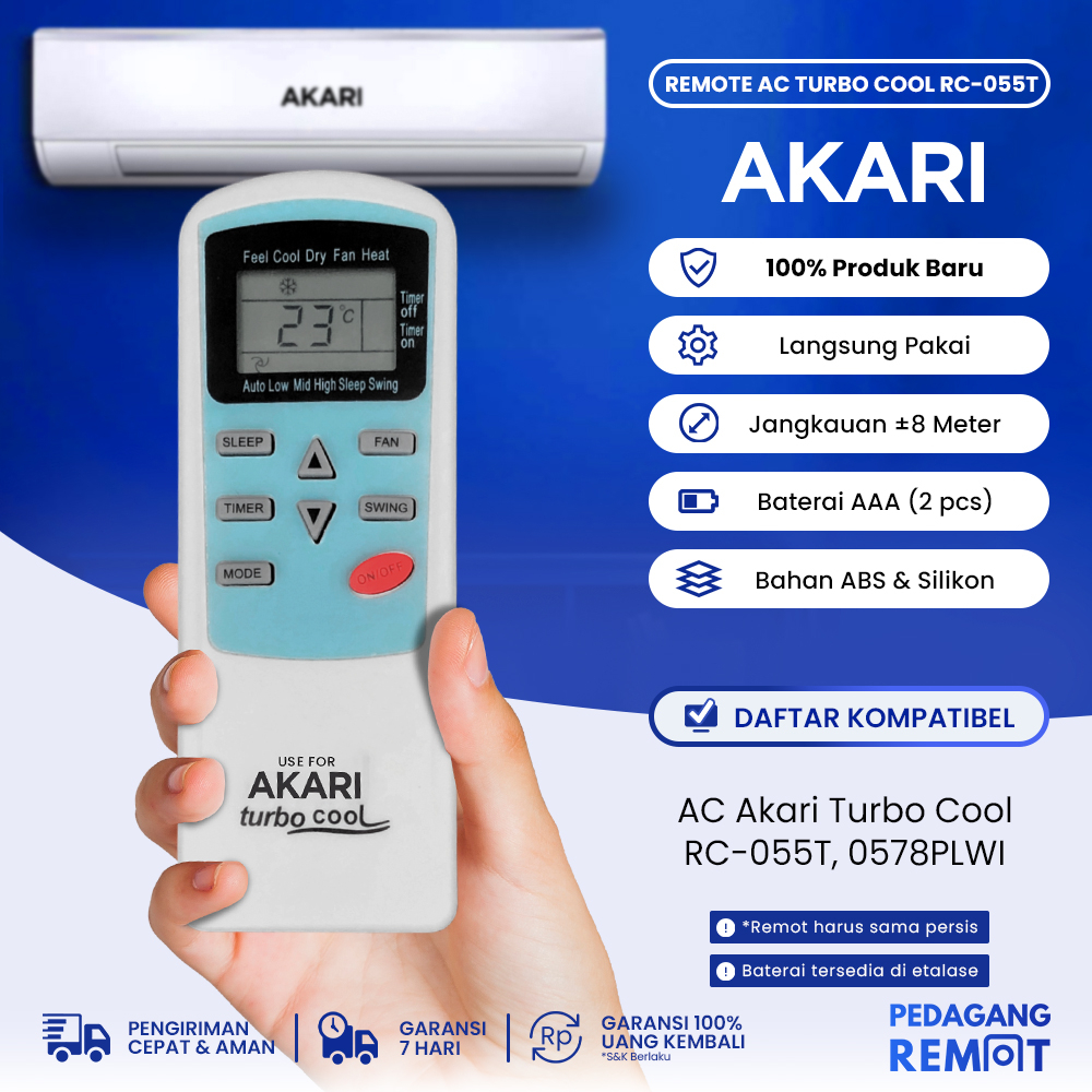 Jual Remot Remote AC Akari Turbo Cool RC-055T 0578PLWI | Shopee Indonesia