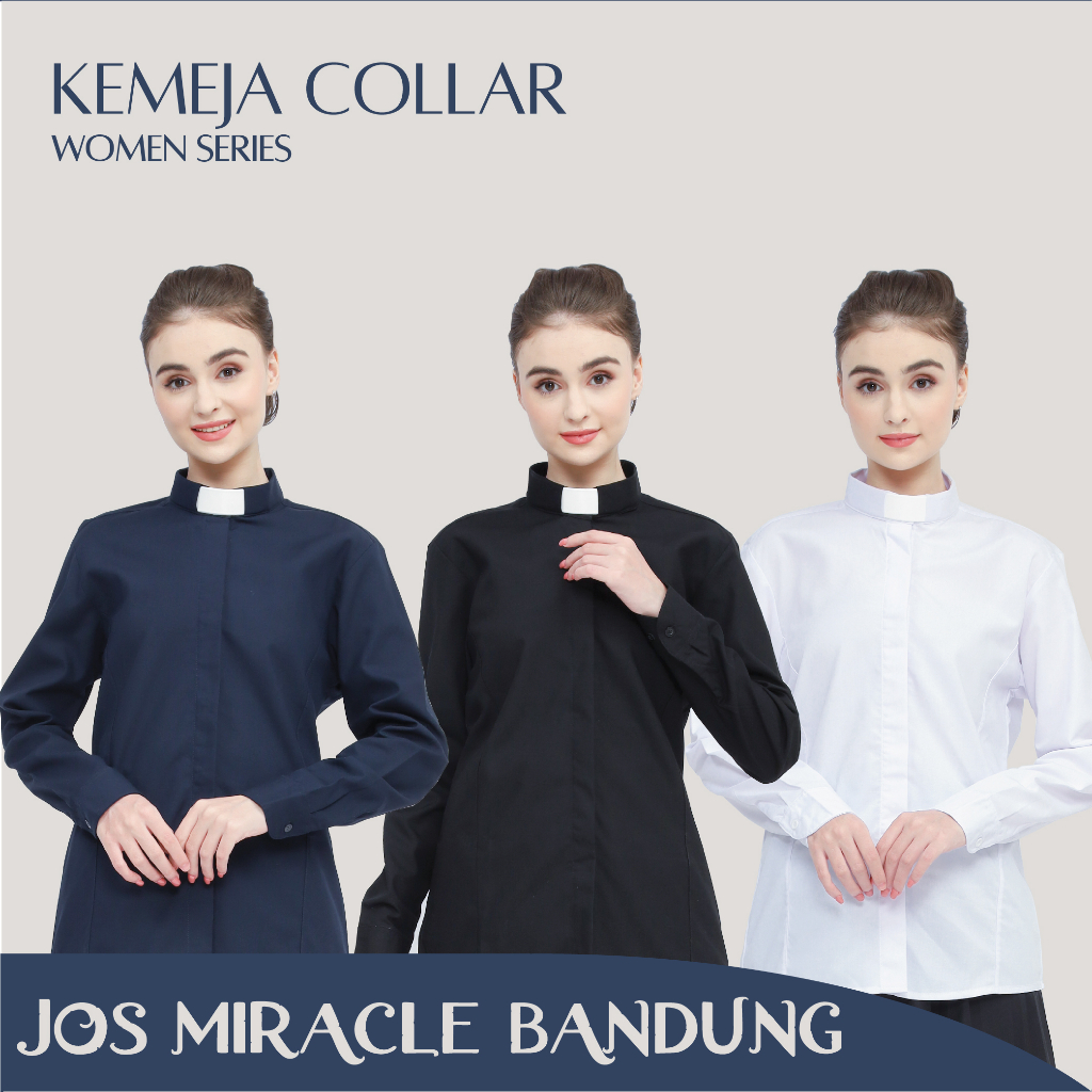 Jual Miracle - Pendeta Wanita Kemeja Collar - Panjang - Polos - Jos Miracle Bandung | Shopee ...