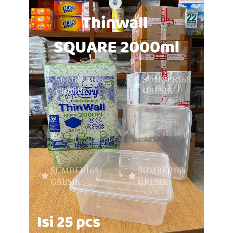 Jual [25 pcs] THINWALL SQUARE 2000ml | KOTAK 2000ml | Shopee Indonesia