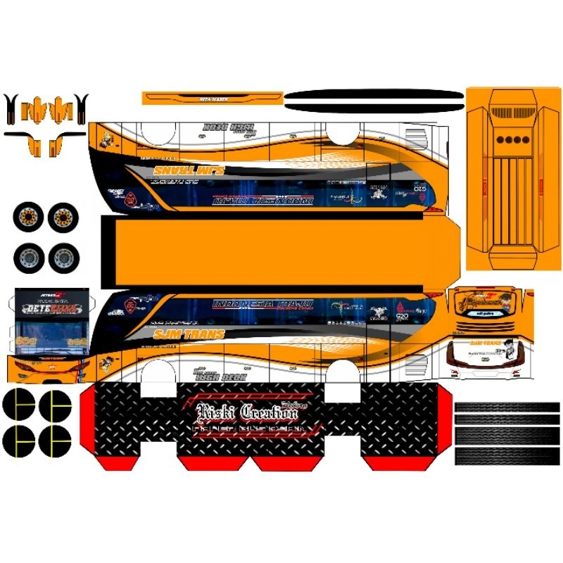 Jual STIKER MINIATUR BUS TERMURAH POLA PAPERCRAFT BUS MINIATUR SKALA 50 ...