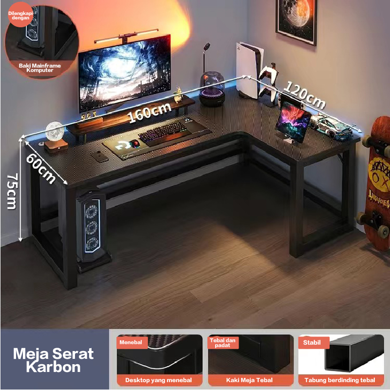 Jual E-TIFE Meja Komputer Minimalis L Meja Gaming L shaped Meja ...