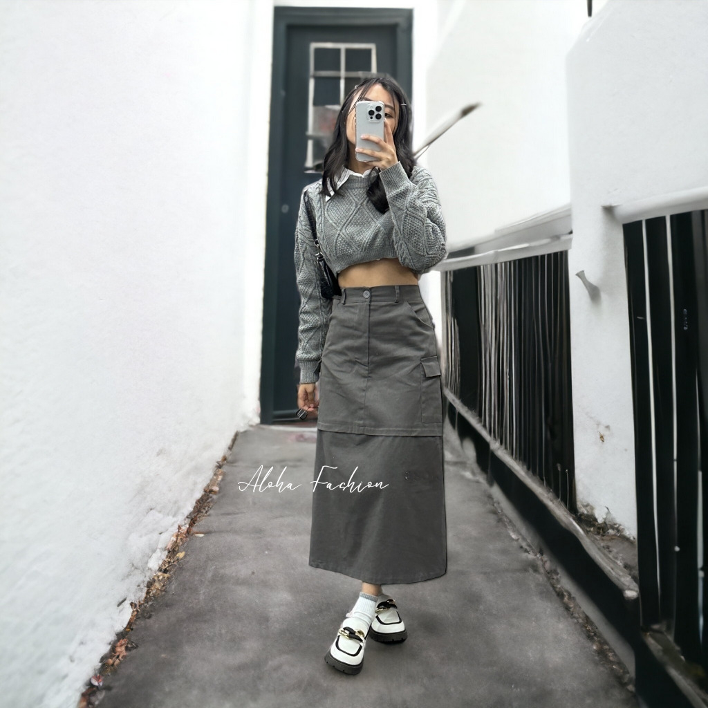 Jual ALOHA Rok Cargo Skirt Kimmy RC214 Rok Cargo Premium Tebal | Shopee ...