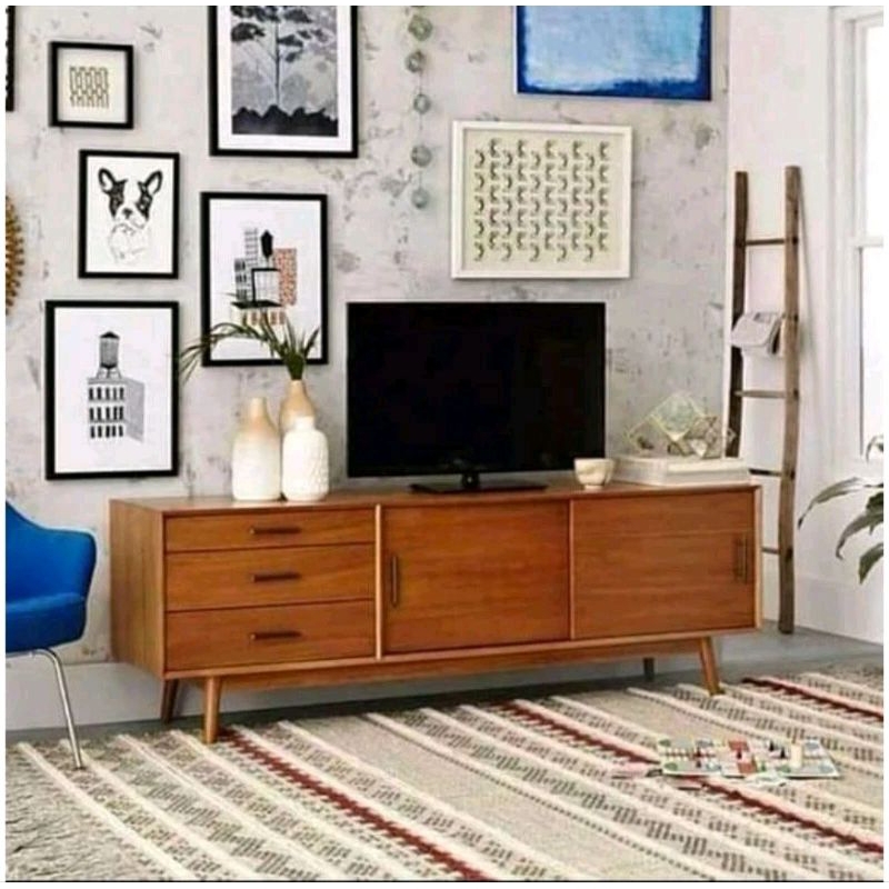 Jual BUFET TV /MEJA TV SLIDING RETRO KAYU JATI TUA | Shopee Indonesia