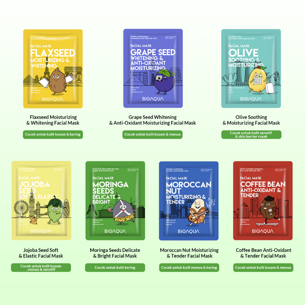 Jual BIOAQUA SHEET MASK MASKER BIJI BUAH 25ML | Shopee Indonesia