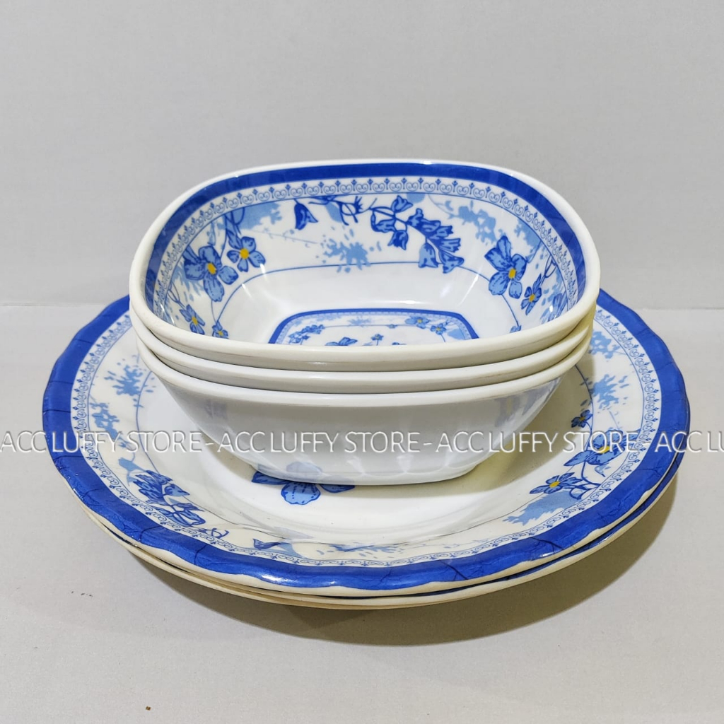 Jual SATU LUSIN/12 PCS SET PIRING MANGKOK MELAMIN MOTIF BUNGA - PIRING ...