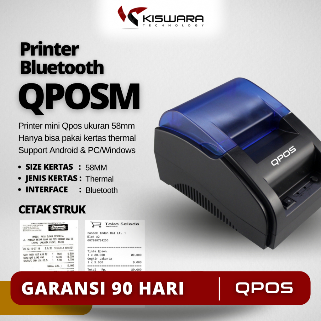 Jual Printer Bluetooth Thermal QPOS 58mm EPM58UB - USB BLUETOOTH [Mini ...