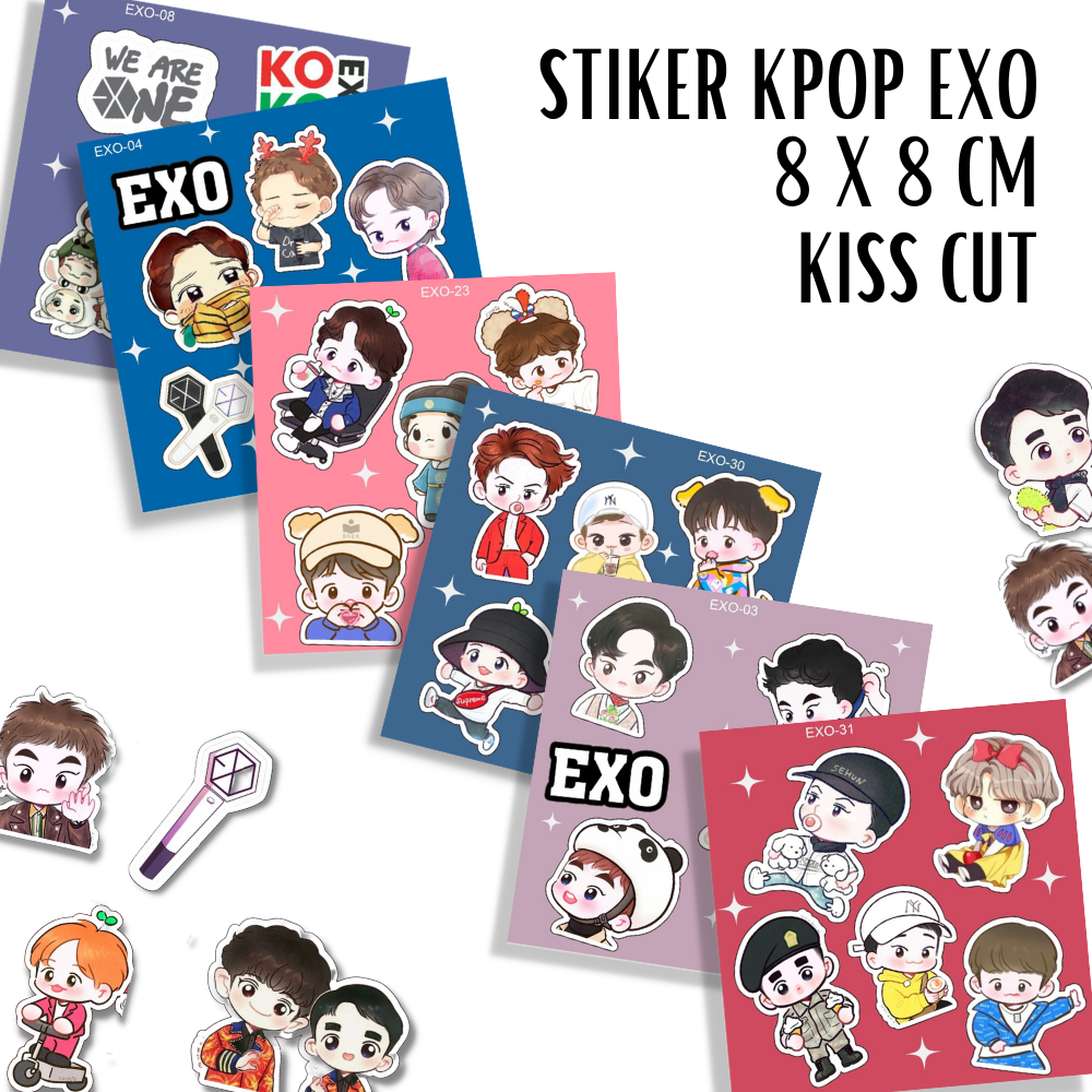 Jual Stiker EXO kartun cute | Stiker Kpop | PART 2 ANTI AIR LUNTUR ...