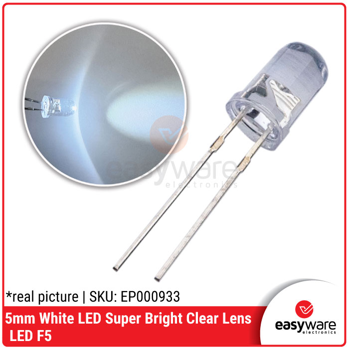 Jual LED 5mm Super Bright White 5mm LED Superbright Putih LED F5 mm Putih | Shopee Indonesia
