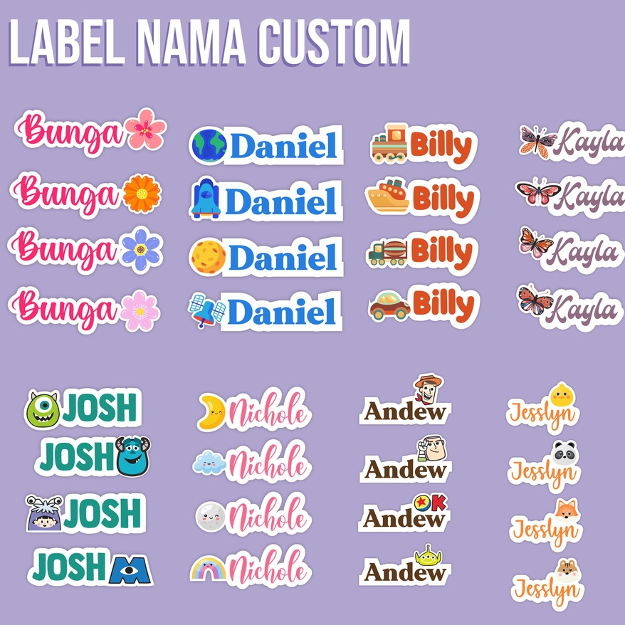 Jual STIKER LABEL NAMA ANAK CUSTOM WATERPROOF LABEL NAMA CUSTOM ...