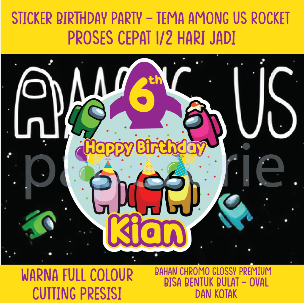 Jual Stiker Label Among Us Rocket – Sticker Ulang Tahun Anak, Hampers ...