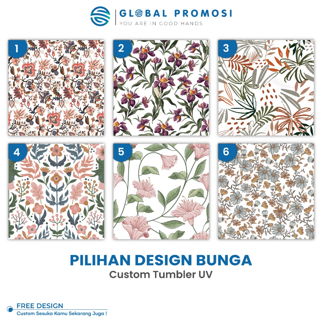 Jual Pilihan Desain Tema Bunga/ Flowers Untuk Custom MUG Dan Tumbler ...