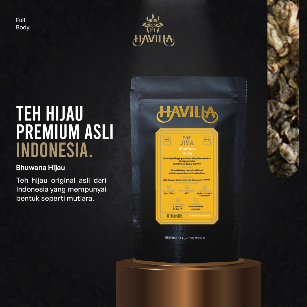 Jual Havilla Bhuwana Hijau Green Tea / Teh Hijau Indonesia / Rolled ...