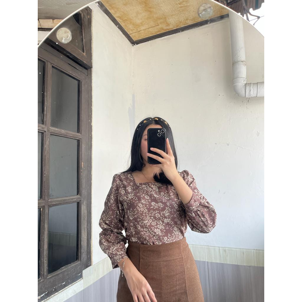 Jual Stevani Margaritha Blouse Floral Premium Korean Blouse | Shopee ...