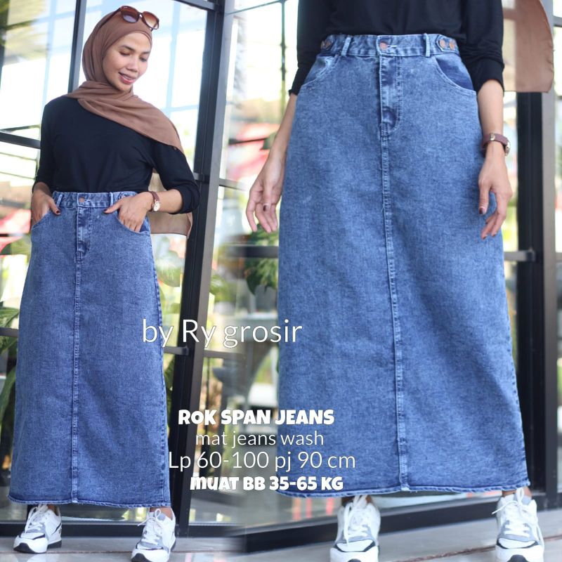 Jual Rok Span Jeans Tebal Standar & Jumbo Best Seller | Shopee Indonesia