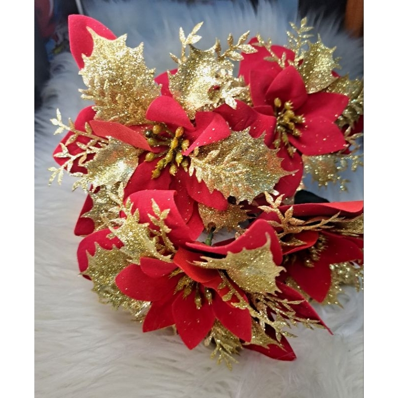 Jual bunga kastuba bunga artificial bunga natal bunga poinsentia cabang ...
