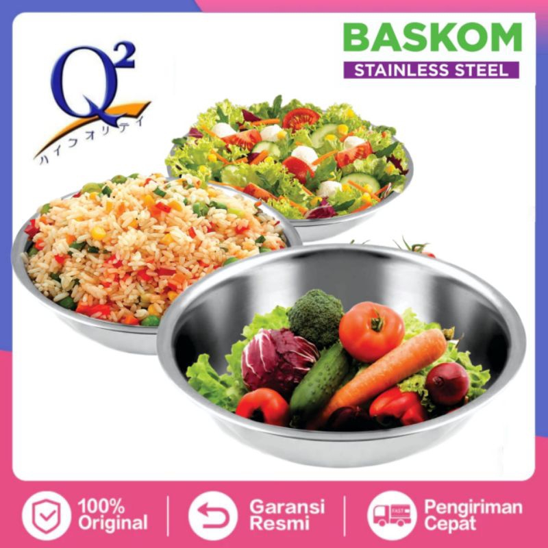 Jual Baskom Stainless 16-20-28cm Tempat wadah Sayur Nasi Lauk Baskom ...