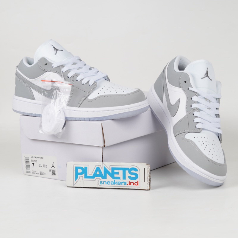 Jual Sepatu Nike Air Jordan 1 Low Grey White Putih | Shopee Indonesia