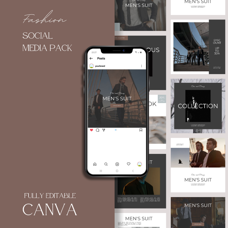 Jual Desain 50 Template Canva Instagram Feed/Post Men's Suit | Premium Design for Boutique ...
