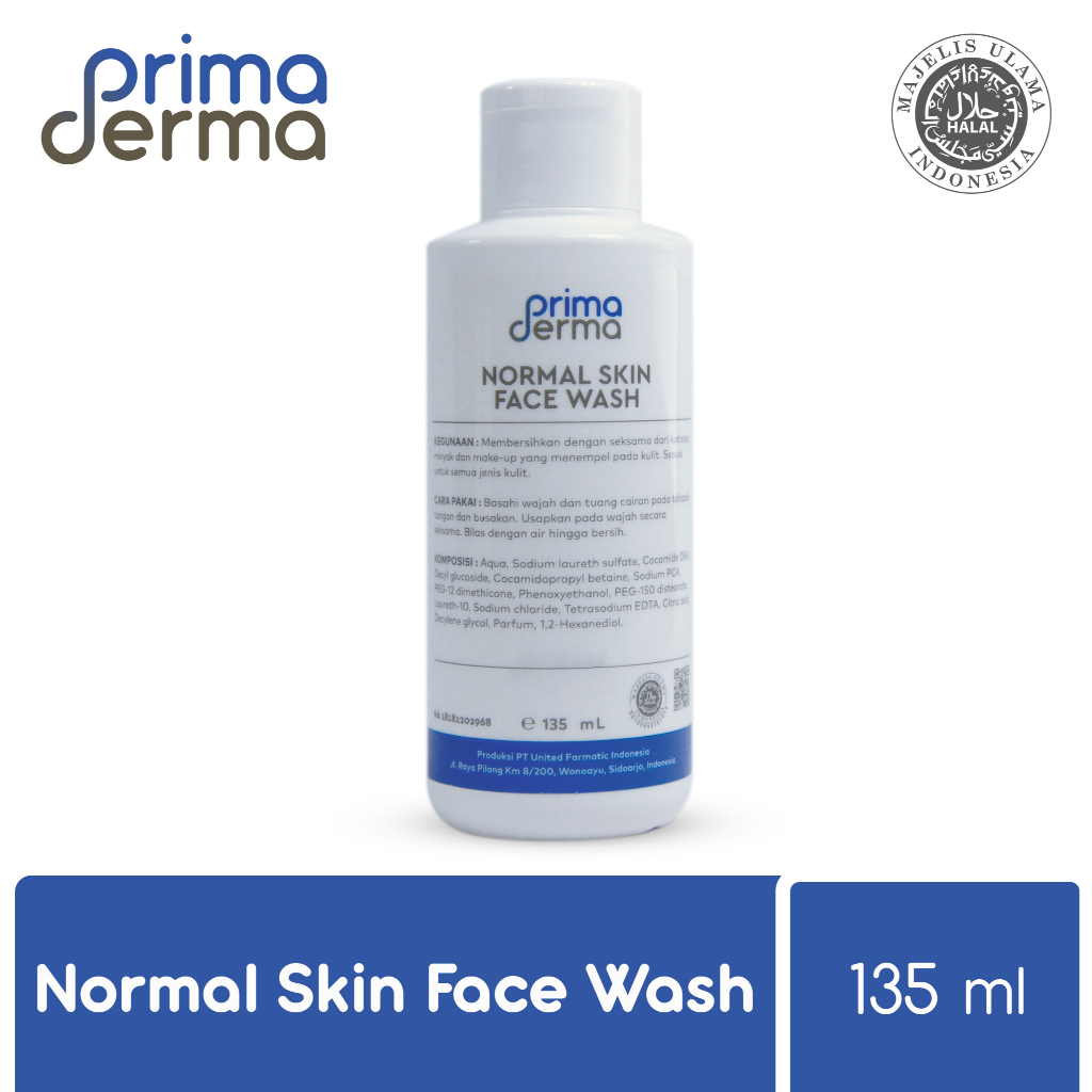 Jual PRIMADERMA NORMAL SKIN FACE WASH 135ml Sabun muka kulit normal ...