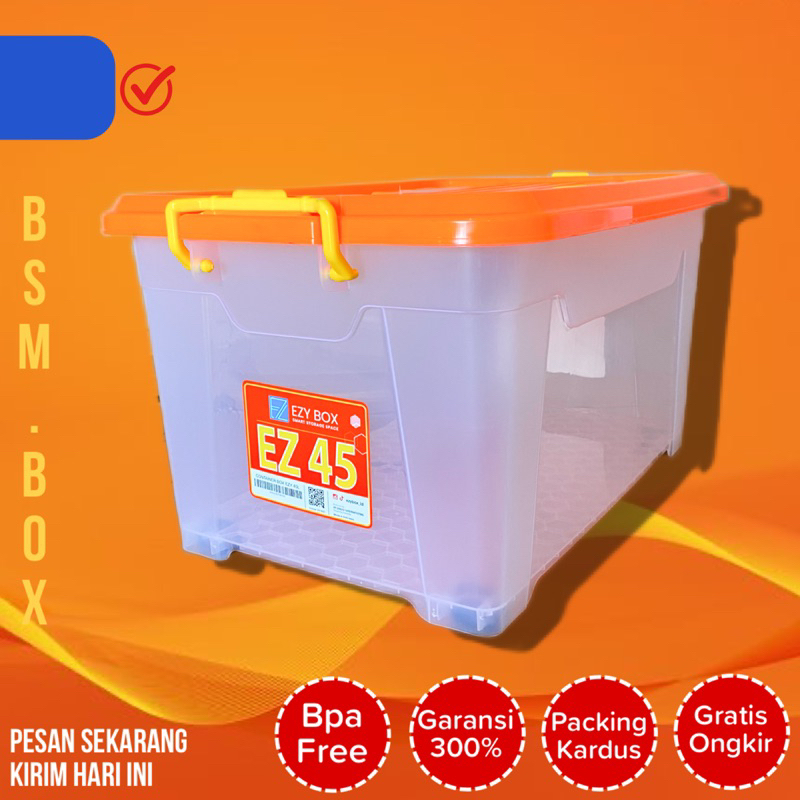 Jual BSM BOX CONTAINER PLASTIK CB 45 LITER KOTAK/TEMPAT PENYIMPANAN WADAH PLASTIK DENGAN RODA ...