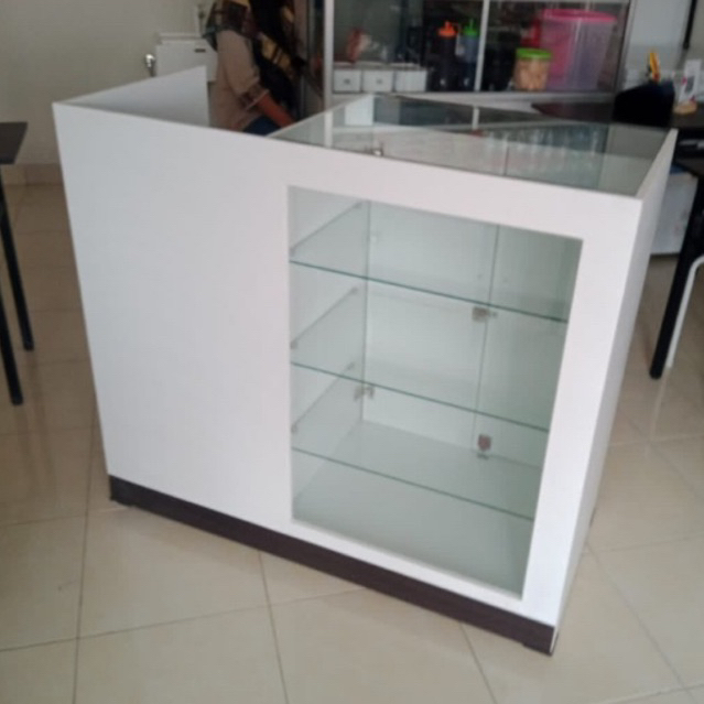 Jual MEJA KASIR MINIMALIS ETALASE KACA TOKO MINIMARKET SET / CAFE ...