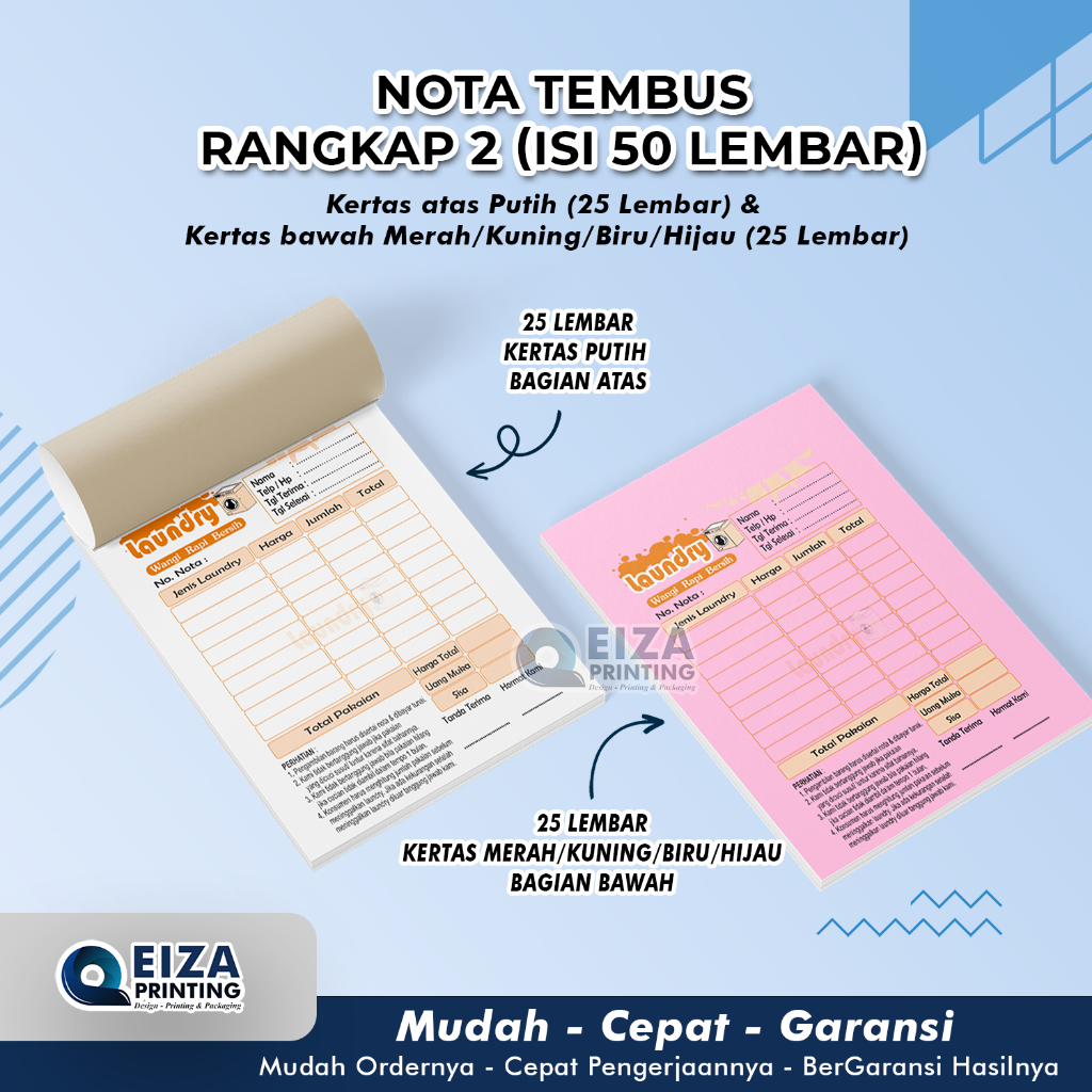 Jual [ 1/6 Folio ] Cetak Nota NCR Custom Desain Suka Suka / Cetak Nota ...